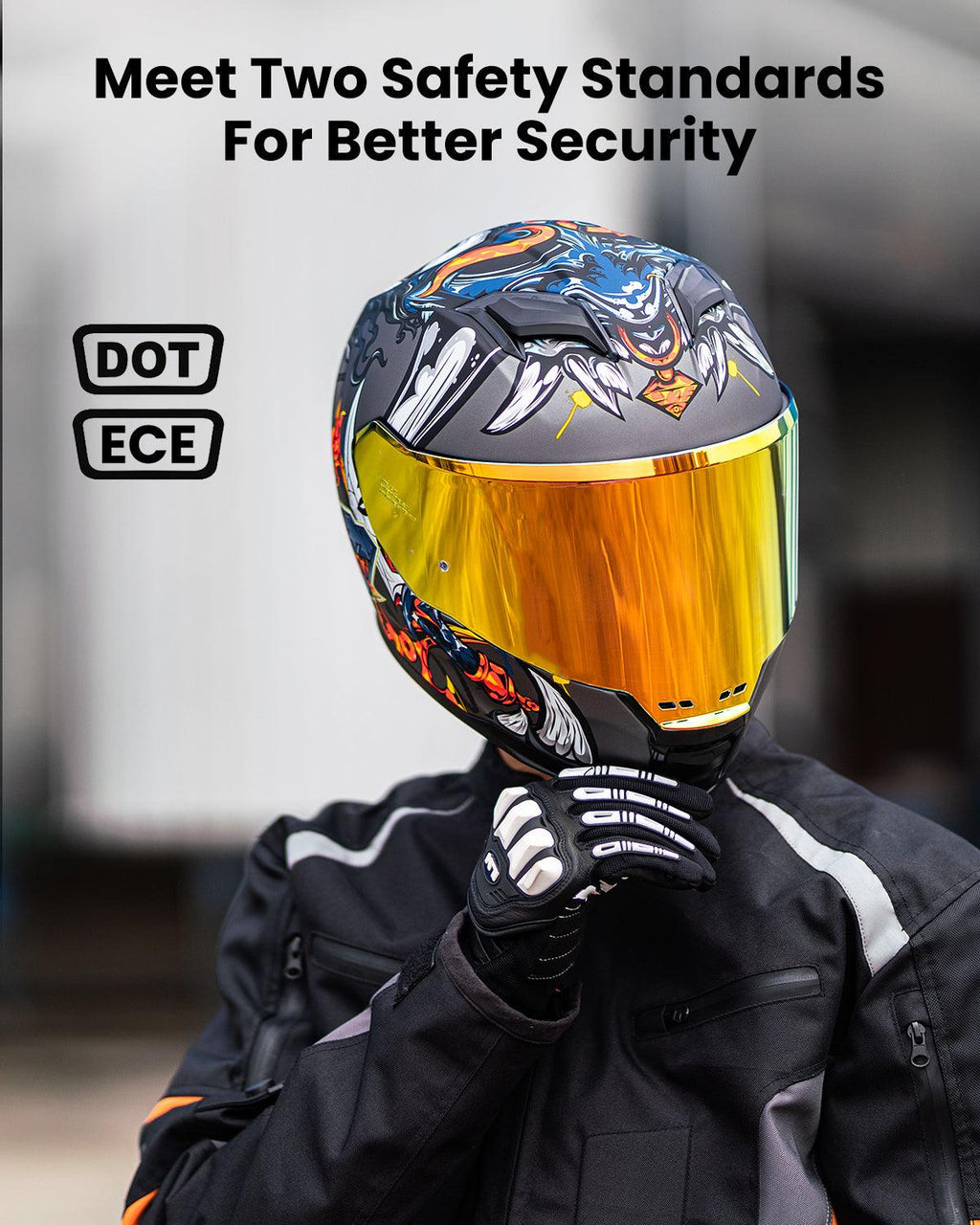 ILM Full Face Motorcycle Helmet Lightweight Fiberglass DOT ECE Model M ...